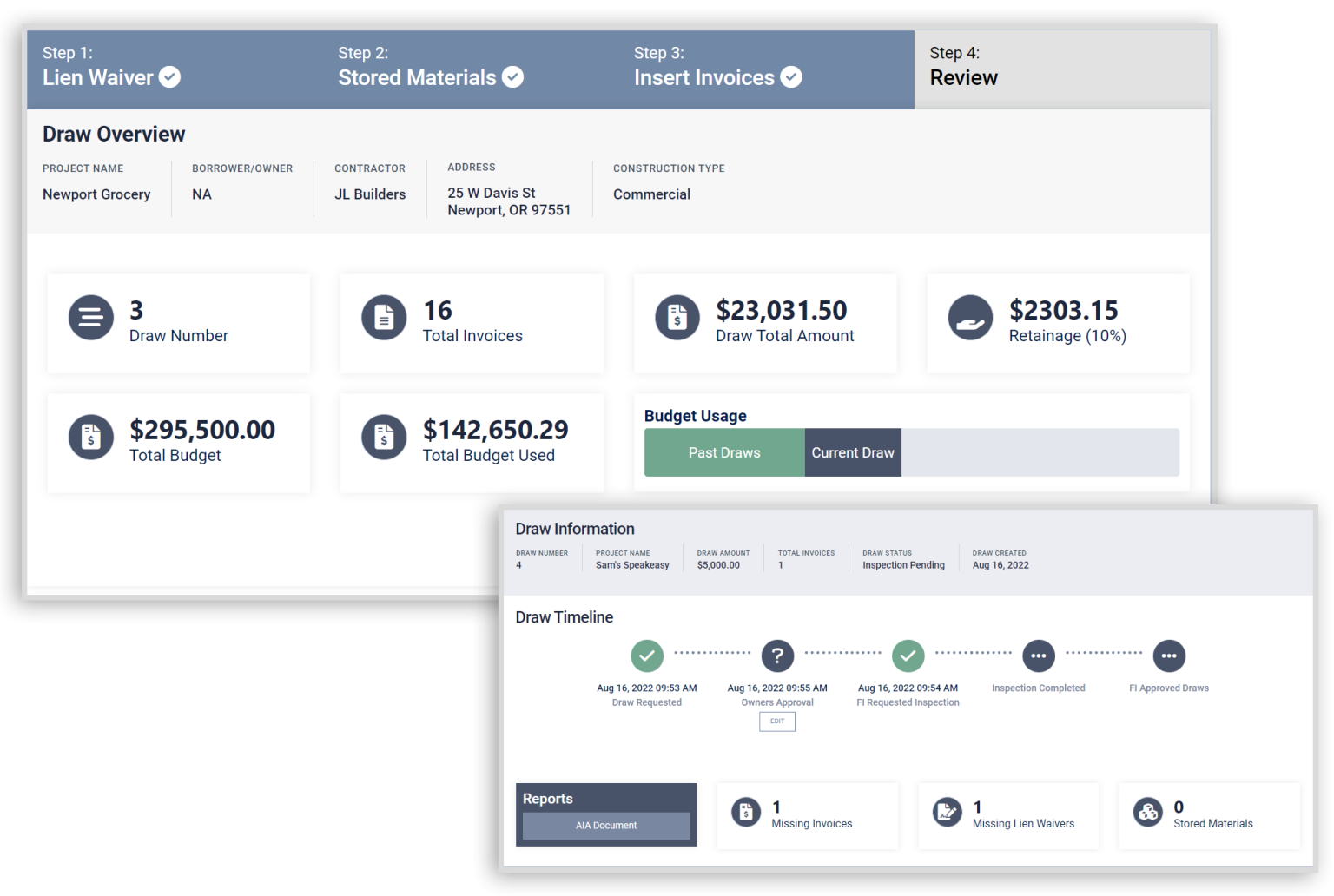 For Contractors - Draw Reports